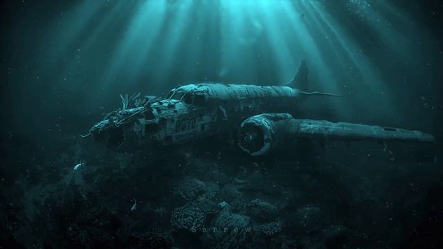 World War II plane wreck ｜ Dark Ambient Post Apocalyptic Music, Underwater Sound, ASMR, Relaxation