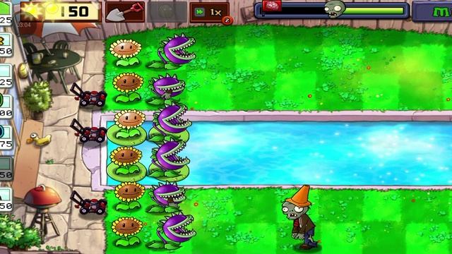 Прохожу PVZ 1 level 3-1 + достижение "Никакого гороха в бассейне"