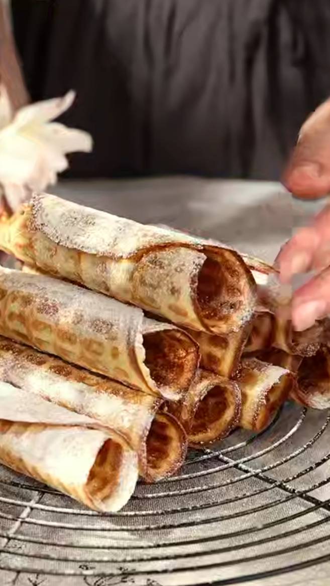 Сахарные трубочки как в детстве! Тонкие, хрустящие! 😋Масло при выпечке не течет👍