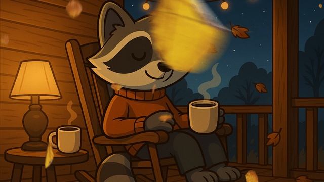 Осенняя уютная ночь на крыльце с Кофе, Lo-Fi и Енотом ☕