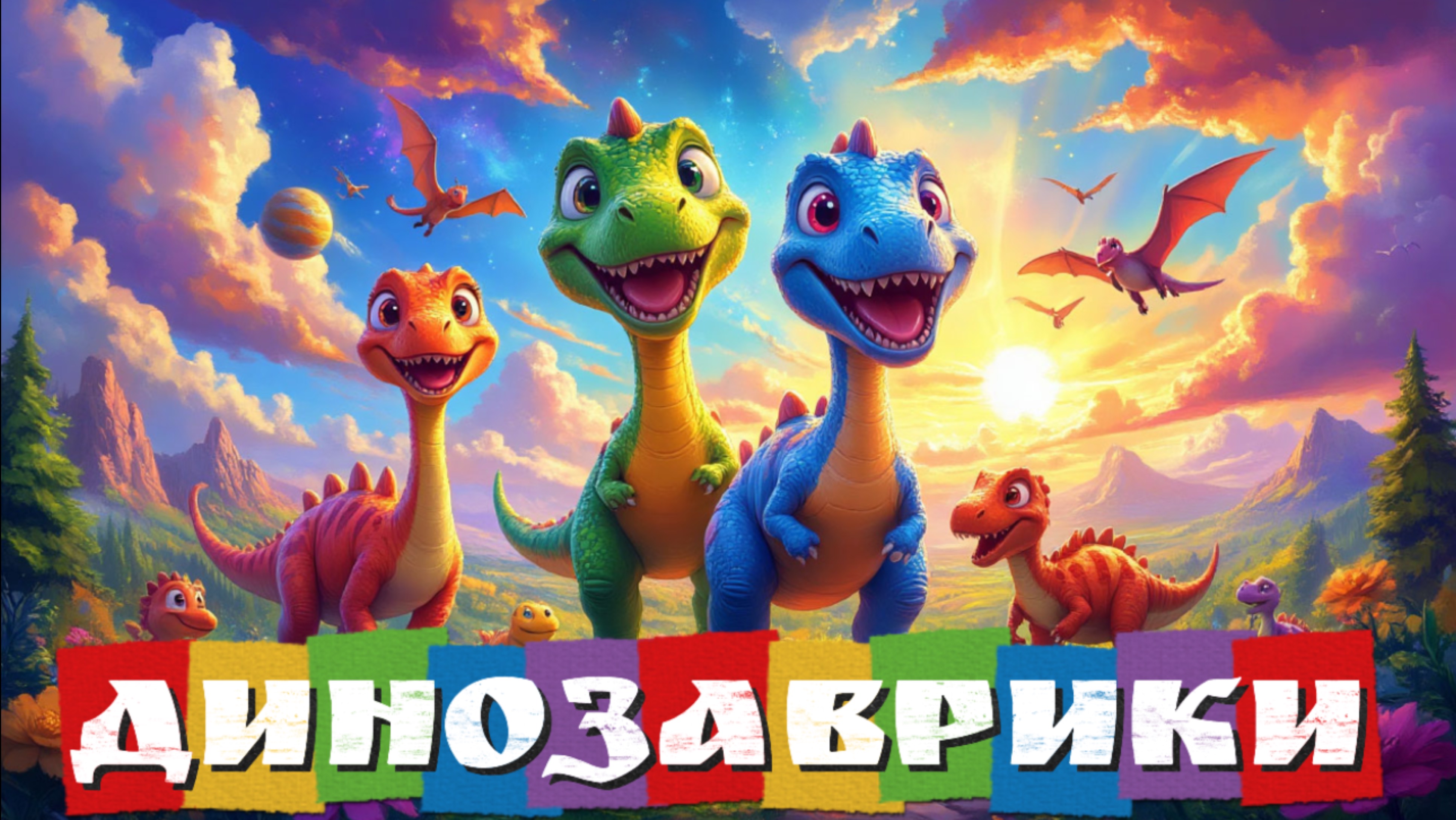 Динозавры , сборник веселых мультфильмов и добрых песен для детей