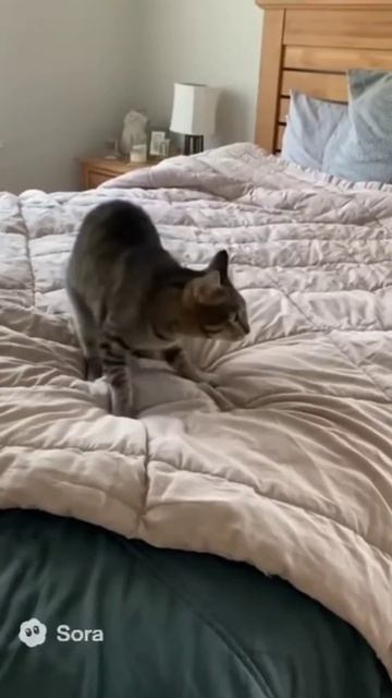 Когда твой кот 🐱 такой дурной и сильный, что поломал кровать! #котики #нейросеть #нейрокотики #юмор