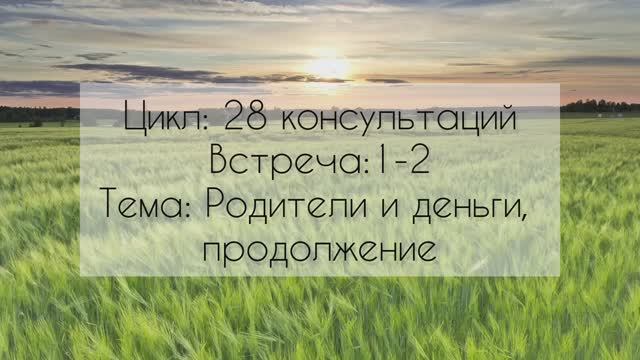 Цикл:28консультаций. Встреча 1-2
