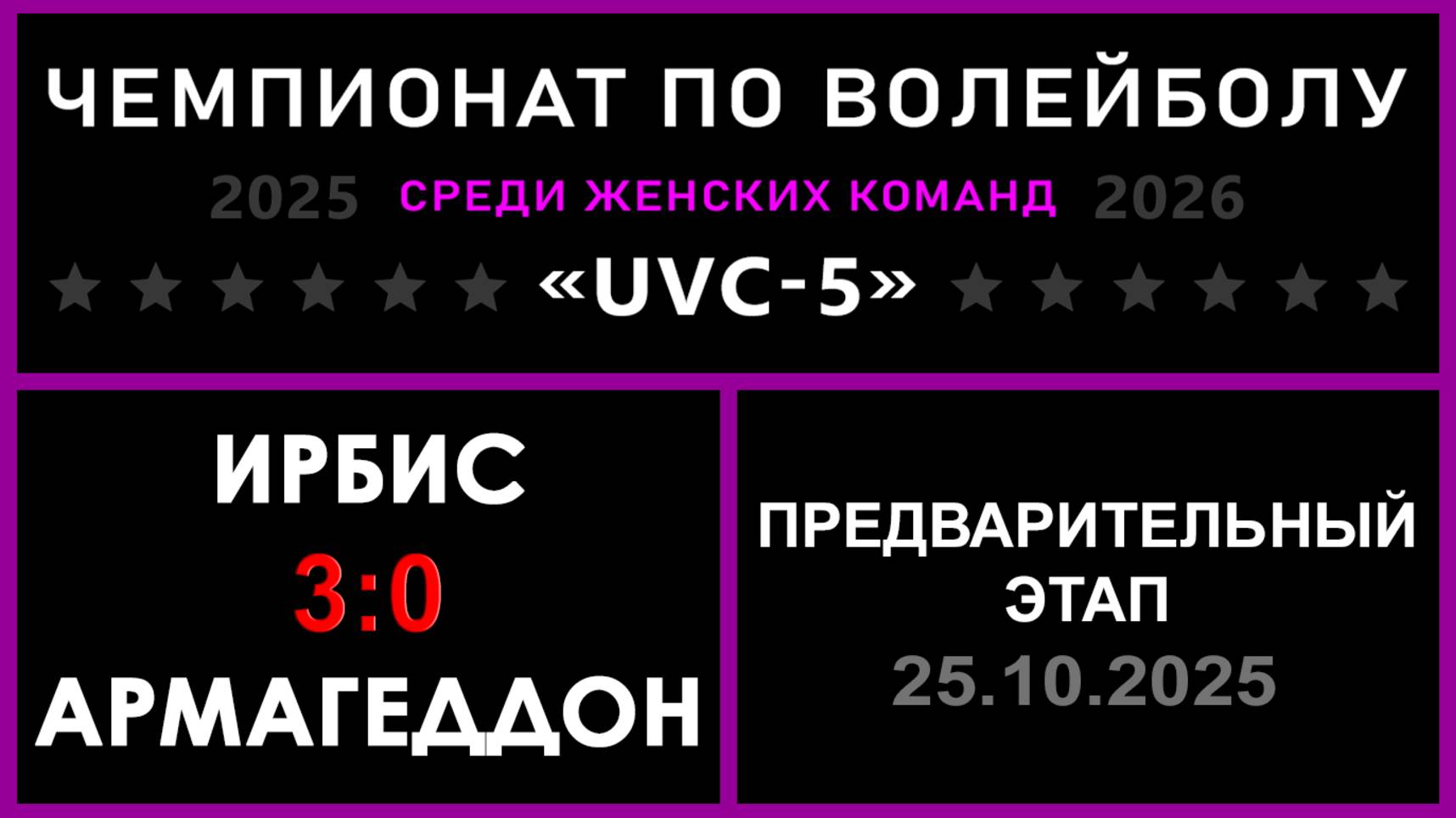 ИРБИС - Армагеддон, UVC-5 (Девушки) - Предварительный этап