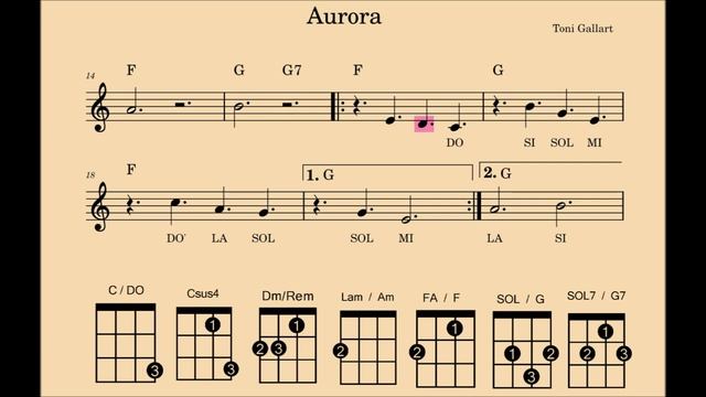 2.Aurora. Sí melodia. Notes Do-do'.