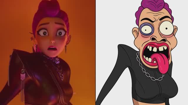 Охотницы на демонов Мем пародия на мультик.  Demons Vs Huntrix Fight Scene - KPOP parody meme