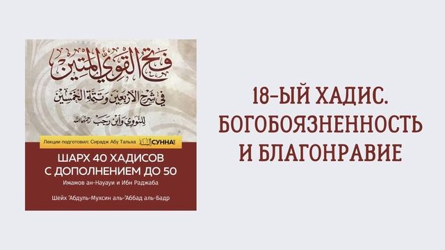 19. 18-ый хадис. Богобоязненность и благонравие. Шарх 40 хадисов. Сирадж Абу Тальха