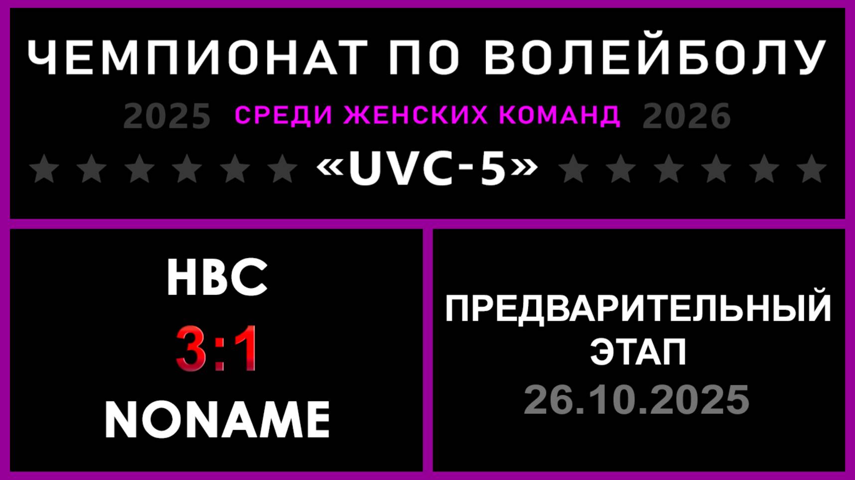 НВС - NoName, UVC-5 (Девушки) - Предварительный этап