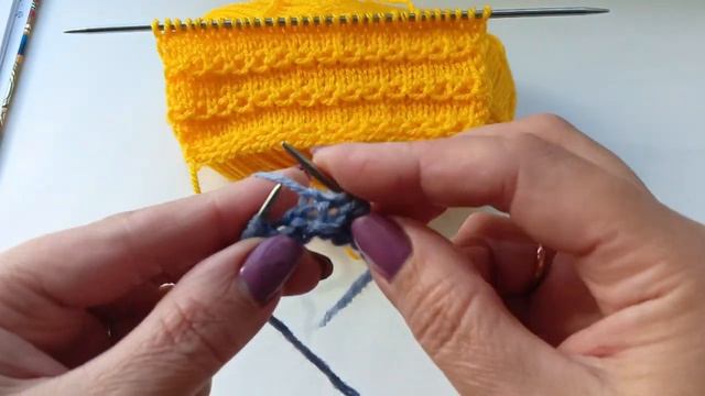 Узор спицами горизонтальная цепочка.