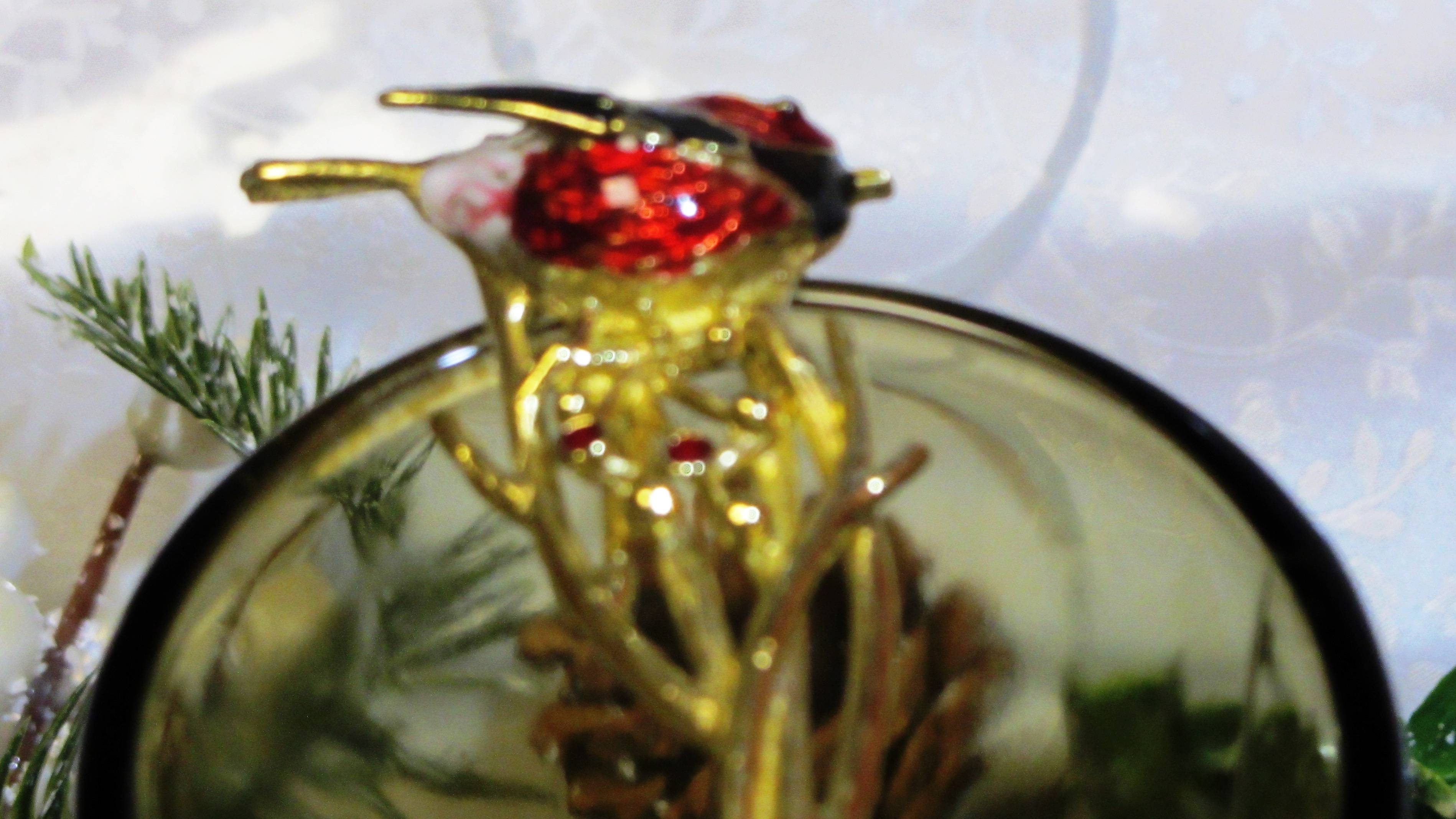 Чайная ложка Снегирь со вставкой из латуни с эмалью