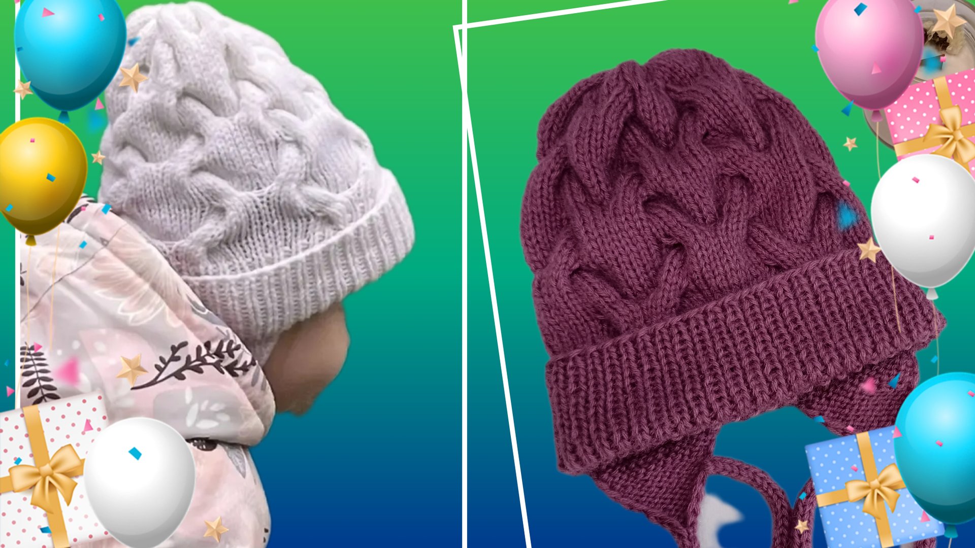 Детская шапочка с ушками спицами 🧶Подробный мастер класс🧶