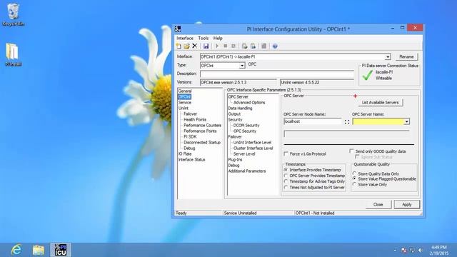 4. OSIsoft： Configure a New PI Interface for OPC DA Instance [v2.5.1.3]