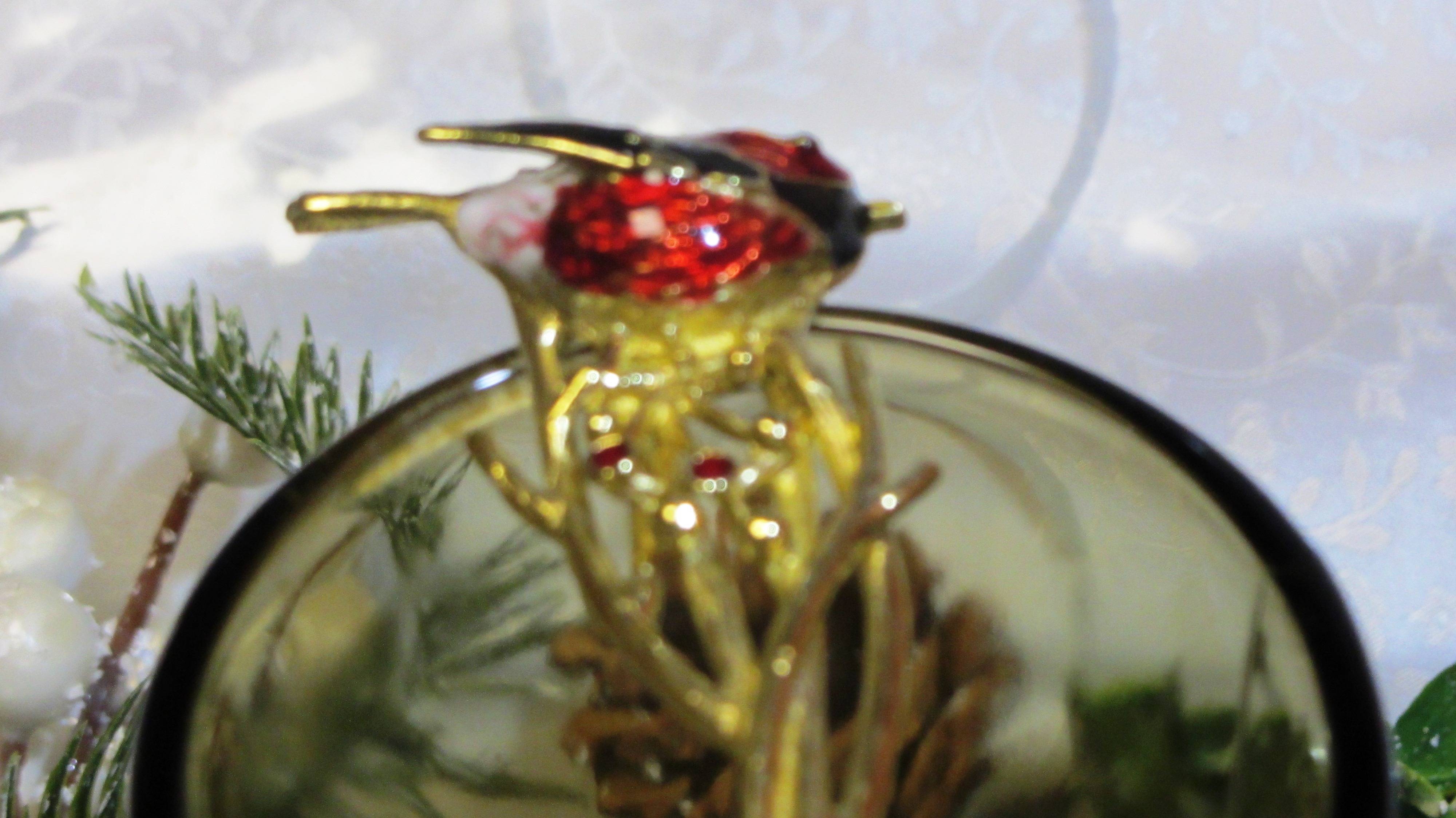 Чайная ложка Снегирь со вставкой из латуни с эмалью