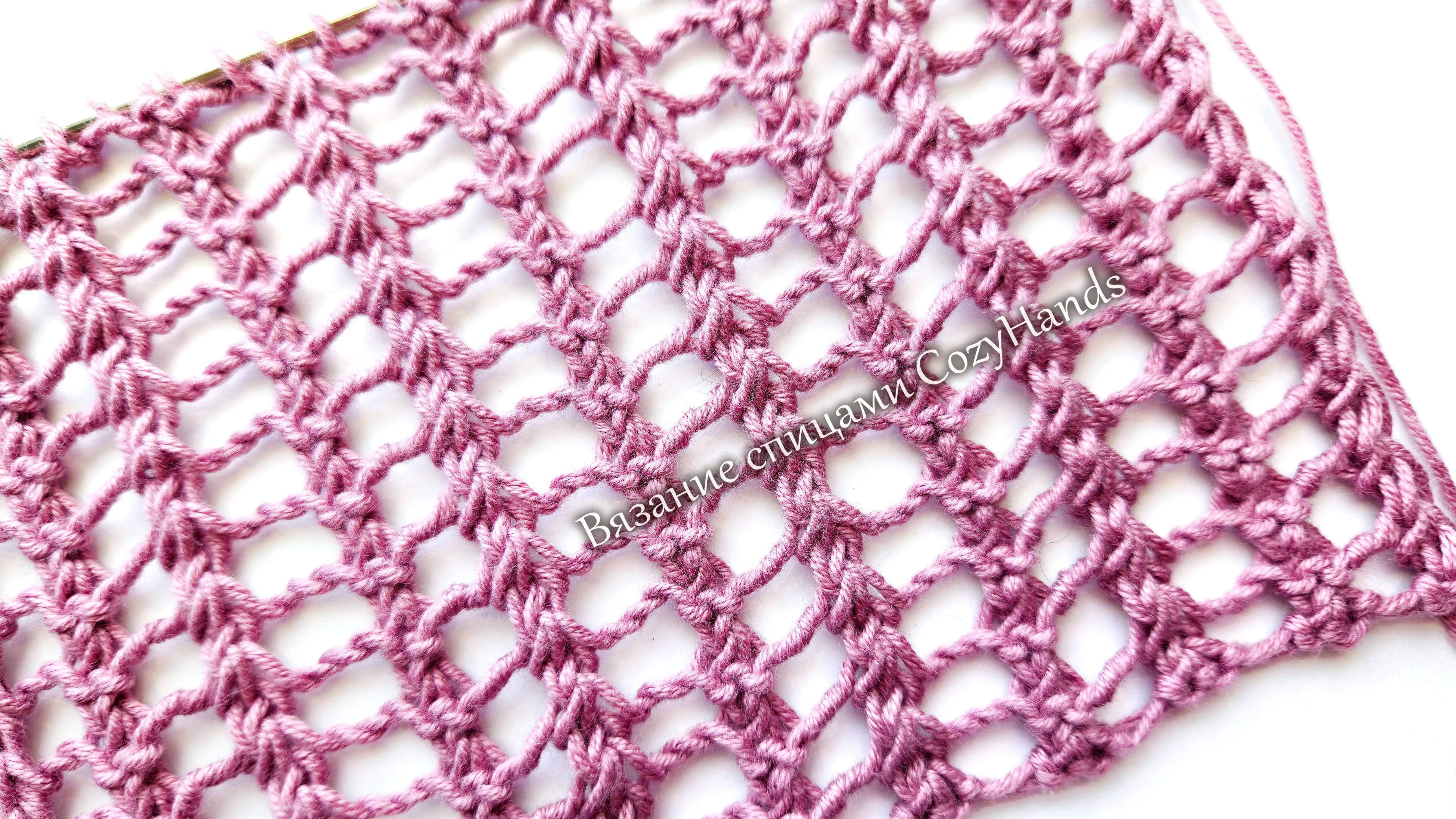 Оригинальная мелкая сетка с фактурными вертикалями для вязания туники, джемпера / Авторский узор