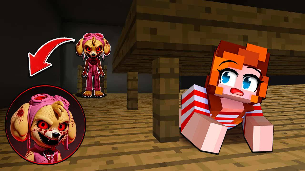 😳 Я СПРЯТАЛАСЬ ОТ EXE СКАЙ ИЗ ЩЕНЯЧЬЕГО ПАТРУЛЯ НА СЕКРЕТНОМ ДЕРЕВЕ В МАЙНКРАФТ