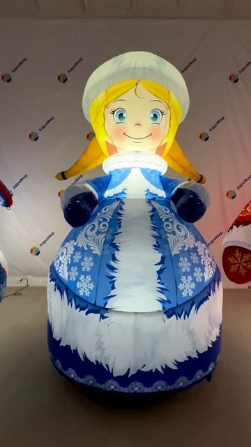 Так светятся надувные Дед Мороз, Снегурочка и Снеговик! #shorts