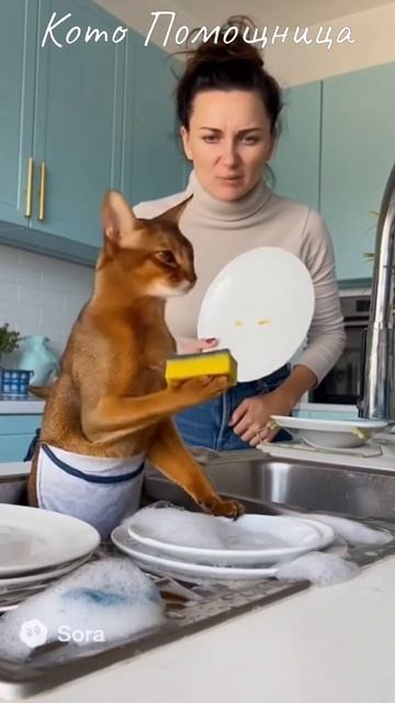 Не кошка, а мечта. Абиссинцы очень умные и любят людей 😺👍Ну прелесть#нейрокотики #юмор #ии #рек #топ
