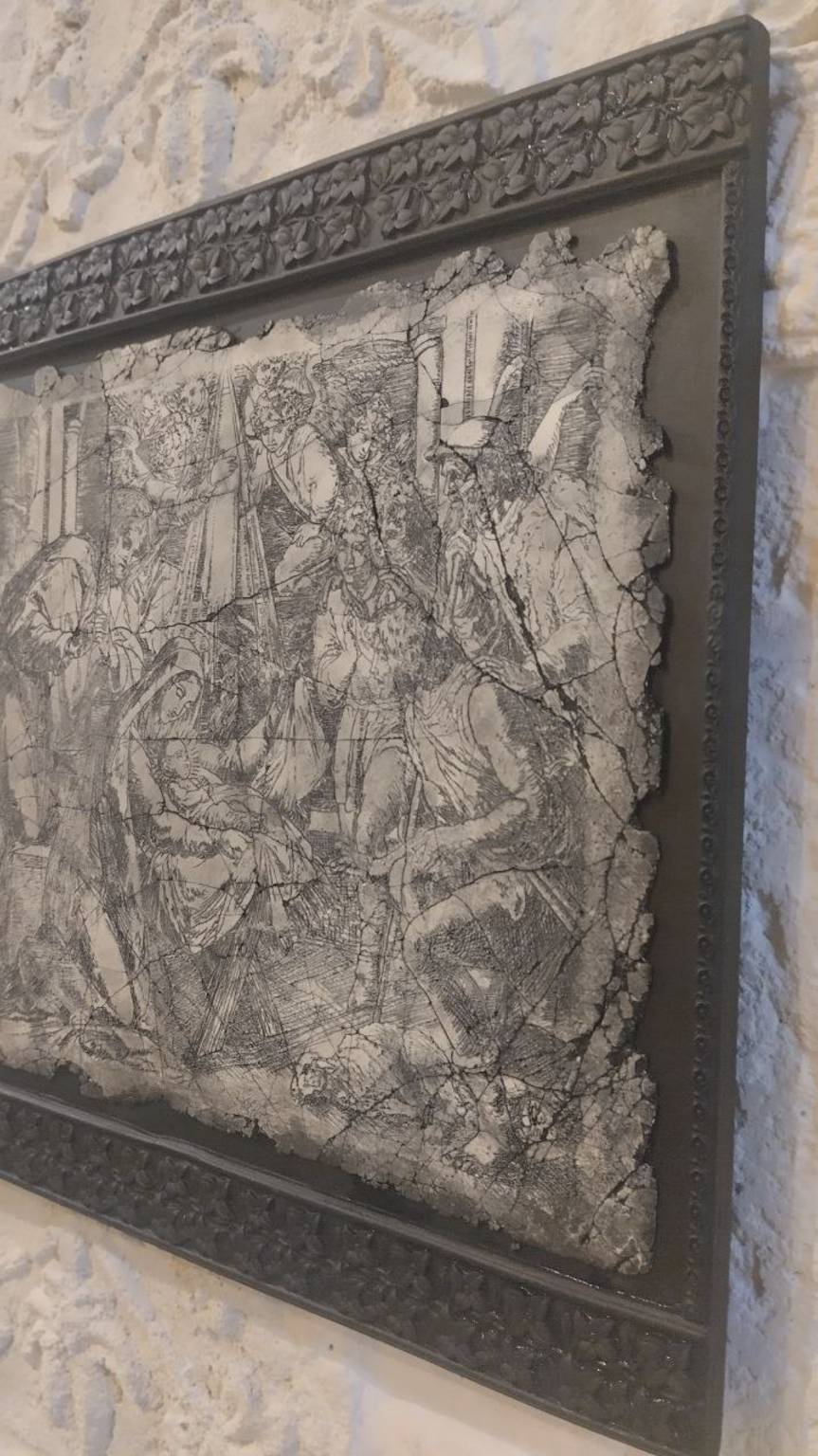 Гравюра на гипсе "Рождество Христово". Черная