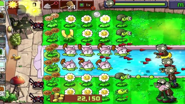 Прохожу "Выживание-бассейн" в PVZ 1