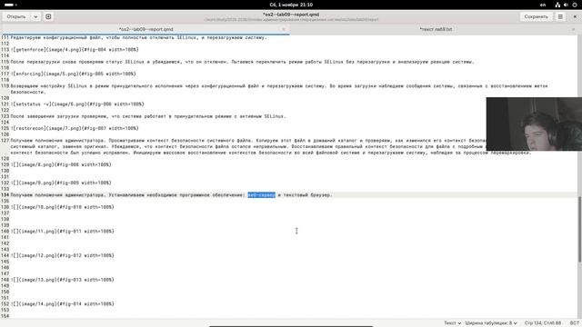 Создание отчета по лабораторной работе №9