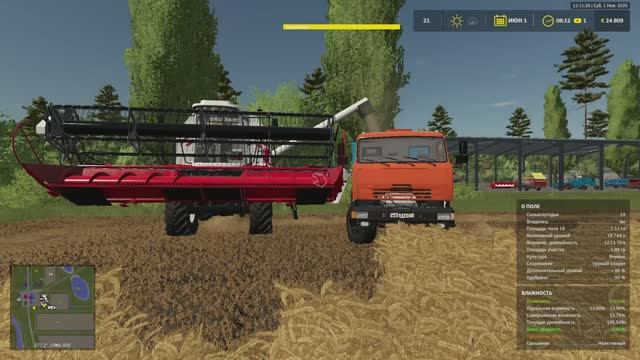 Farming Simulator 25 Карта Сосновка. "Убираем ячмень и побил рекорд по пшеницы" #12