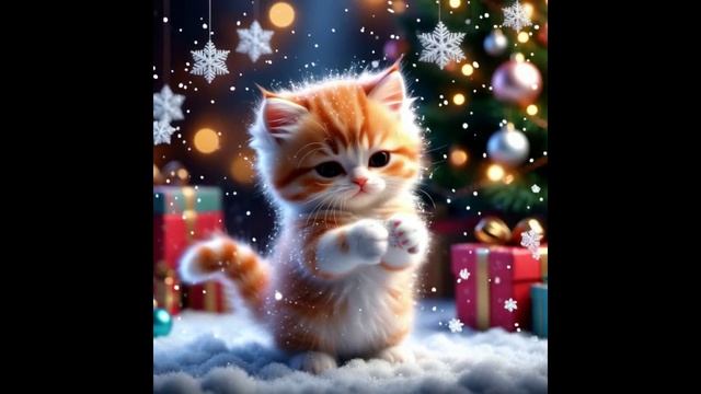 Милые котята Новогоднее видео про котят
