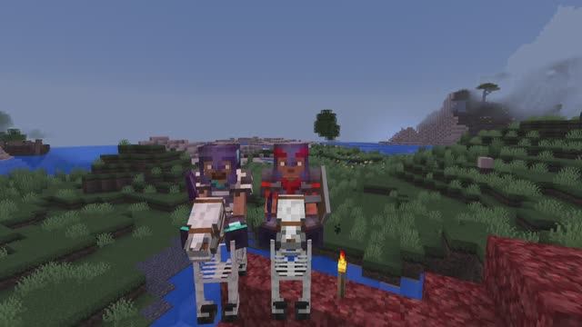 приучили костяных лошадей в MINECRAFT! *MINECRAFT с другом часть 18*