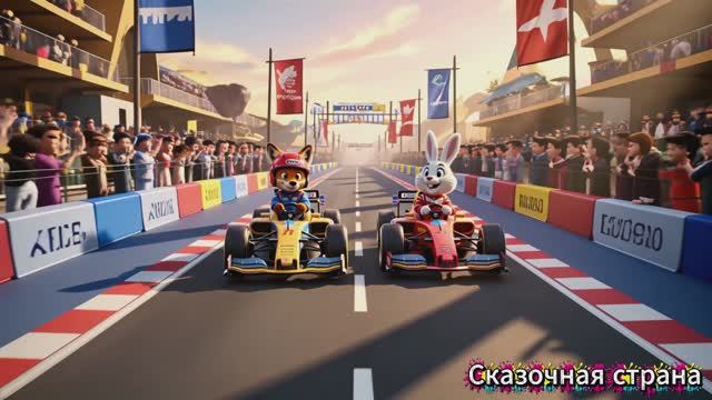 Формула 1 со зверятами🦊🐺🐻|Детские мультики| Мультики для детей😊