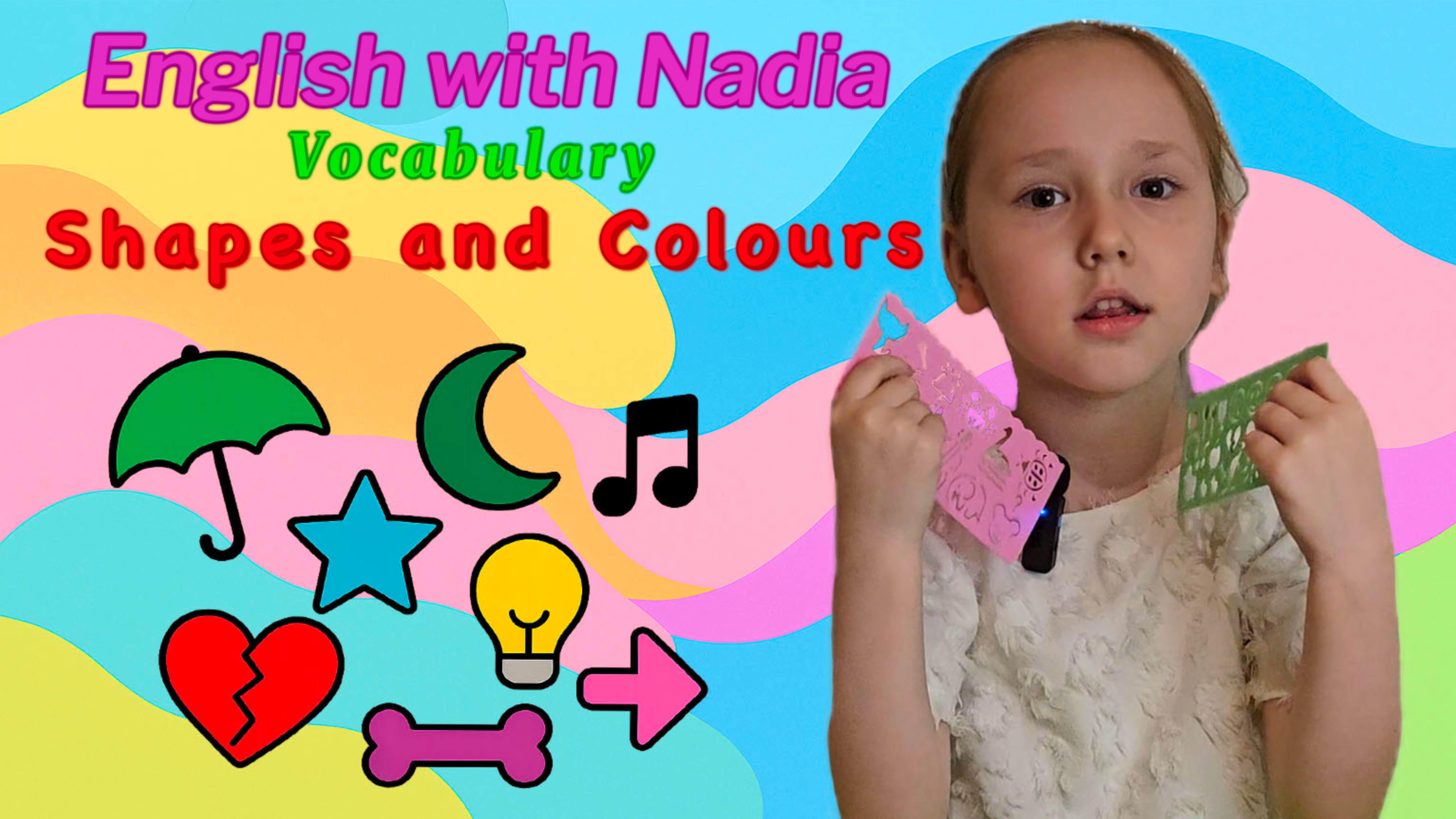 Shapes and Colours Stencil Art - Vocabulary Shapes and Colours/Рисуем по трафарету, Цвета и фигуры