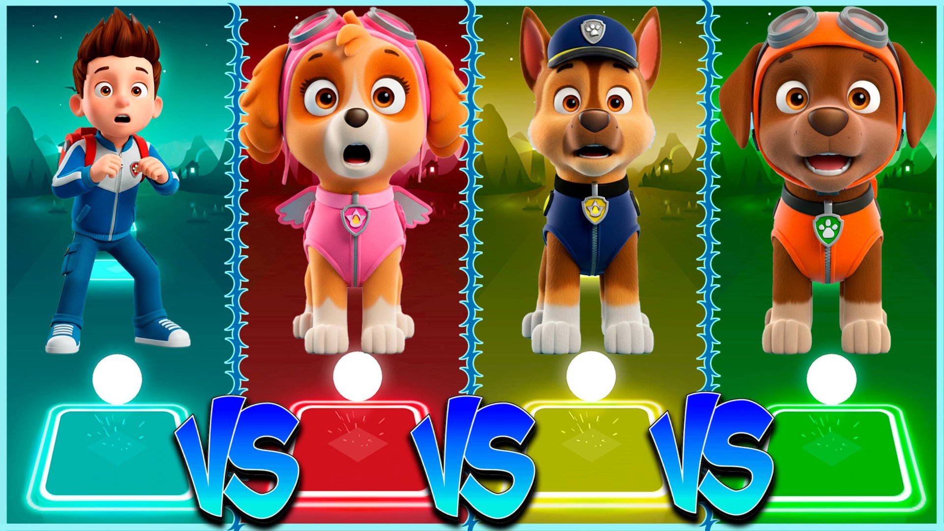 Щенячий патруль: Райдер VS Скай VS Гончик VS Зума Coffin Dance в Tiles Hop lvl 9