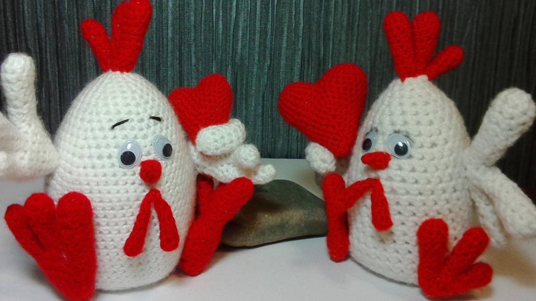 Валентинка-петушок. Valentine's cockerel.  Amigurumi. Crochet.  Амигуруми. Игрушки крючком.