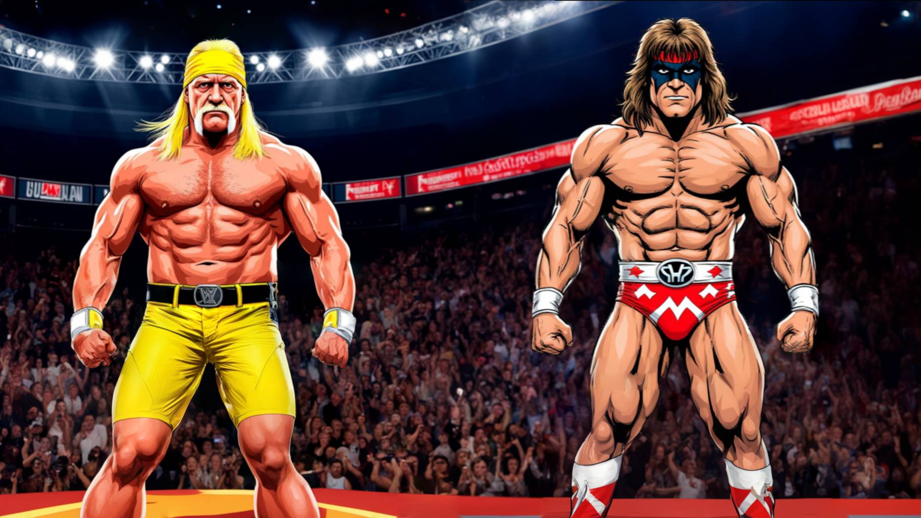 Халк Хоган и Последний воин остальных титанов рестлинга заборят. WWF Superstars (Arcade).