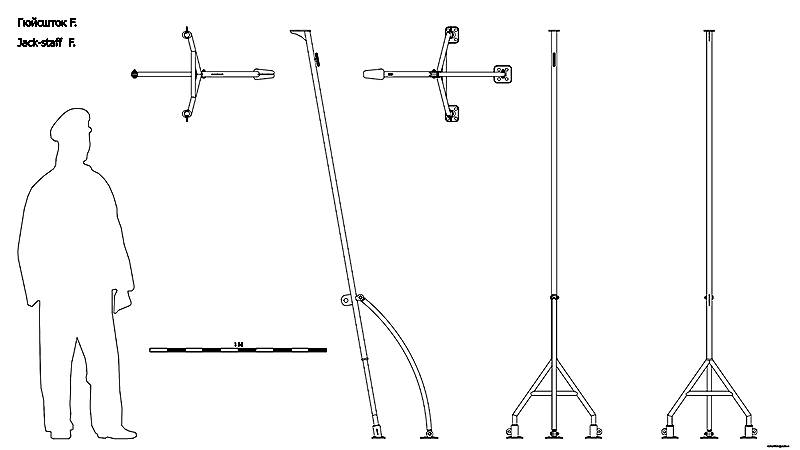 Гюйсшток F. Чертёж. Jack-staff F. Drawings.