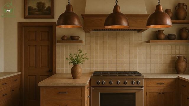 Интерьер и декор кухни в деревенском стиле в коричневых тонах  (6)