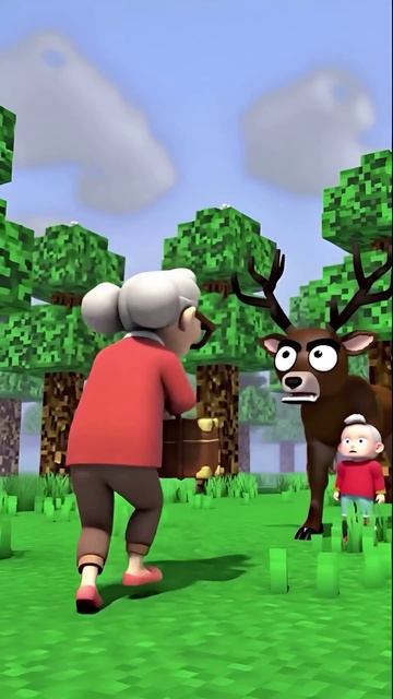 Олень и Бабка с внуком#2#роблокс.Deer and Grandma with Grandson#roblox#minecraft
