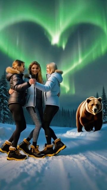 Приключения под северное сияние. Селфи с медведем!