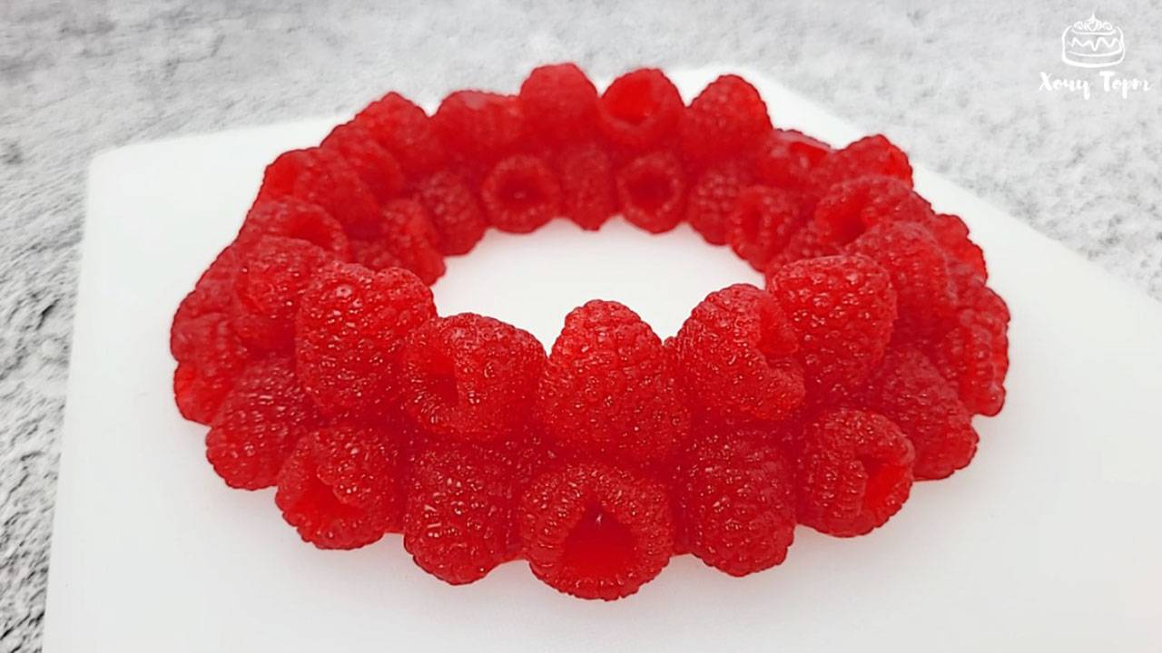 🍓 МАРМЕЛАДНЫЙ ВЕНОК ИЗ МАЛИНЫ 🍓 Простой декор для торта. Рецепт мармелада на агар-агаре для молдов