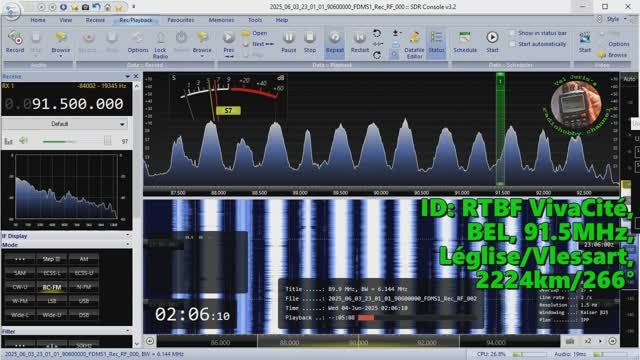 03.06.2025 23:05UTC, [Es], RTBF VivaCité, Бельгия, 91.5МГц, 2224км