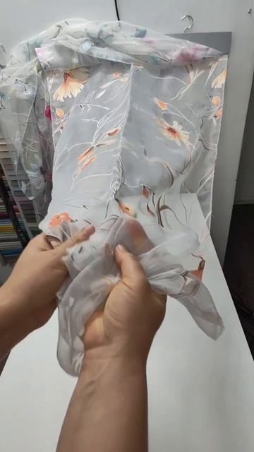 Органза Голд Текстиль арт. 124491-3 оранжевые цветы