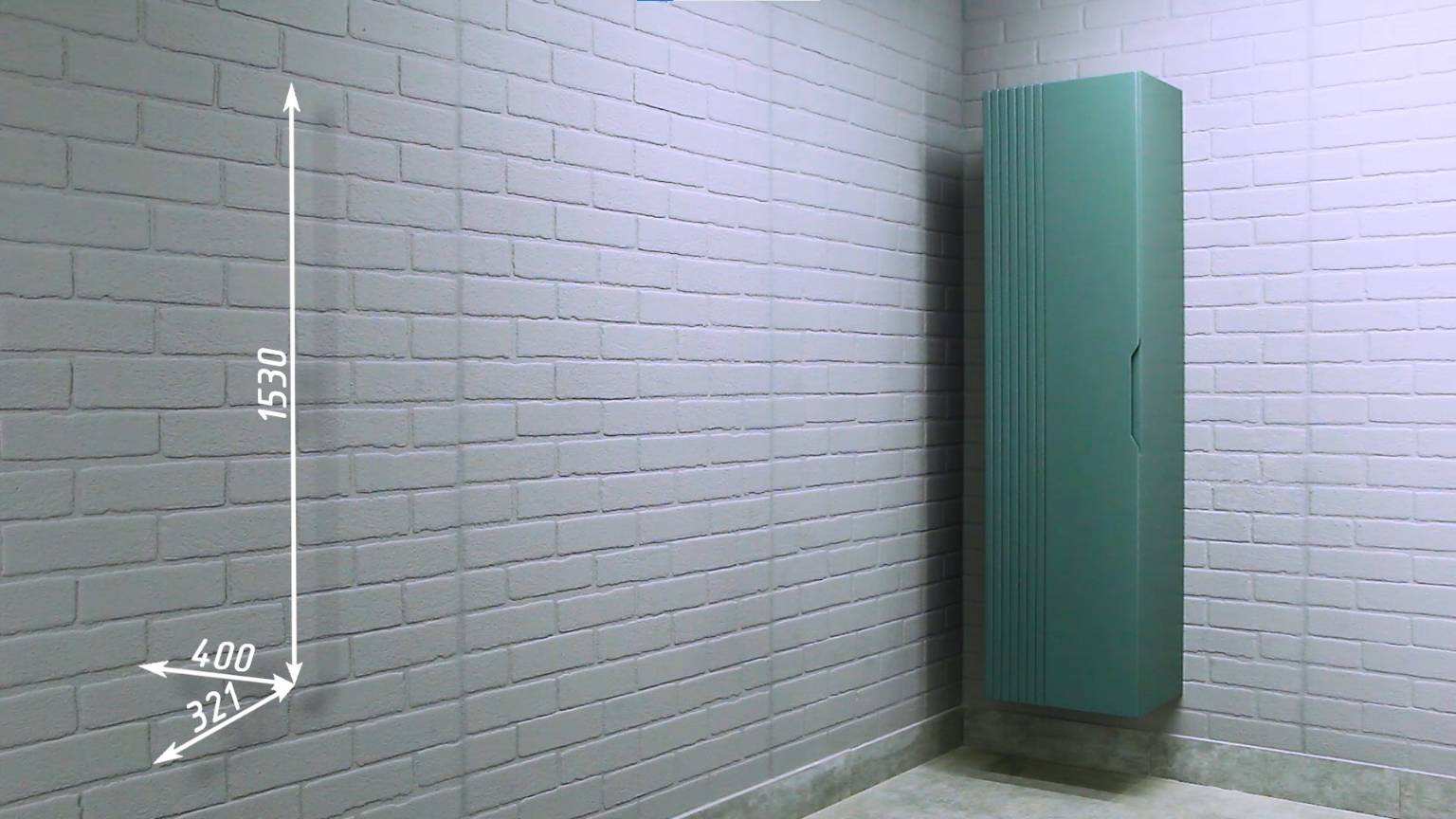 Пенал подвесной 40 Garden без ящика Зеленый левый/правый Домино