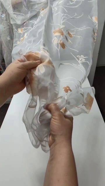 Органза Голд Текстиль арт. 1244918-4 бежевые цветы