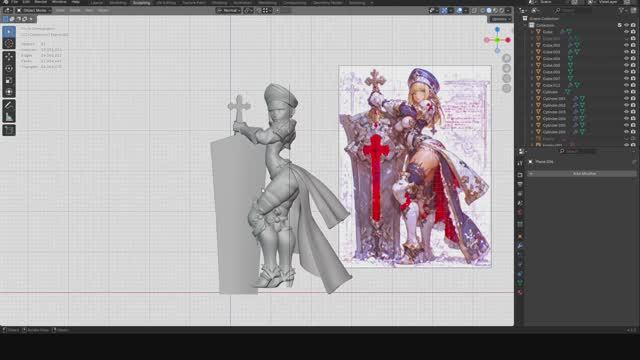 Аниме мечница танк паладин для печати  - Blender - подставка для телефона #2