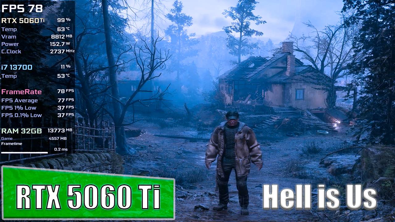 RTX 5060 Ti + i7 13700 5.2GHz - Hell is Us - 4K Ultra, V.High, High, Medium, Low