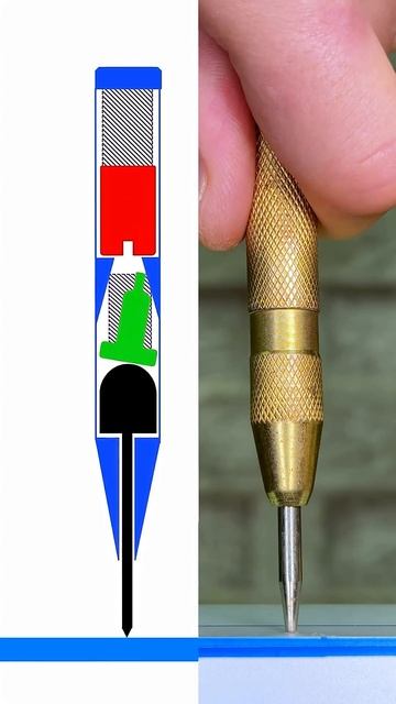Принцип работы автоматического кернера для точного сверления.