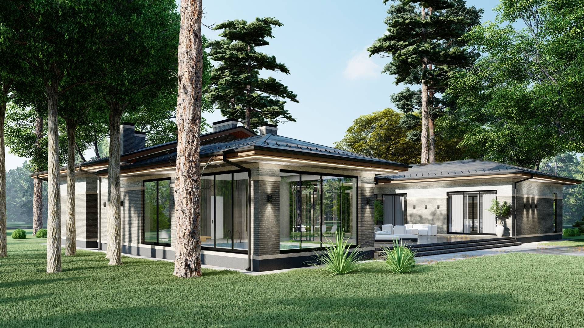 Индивидуальный дом на большой площади застройки