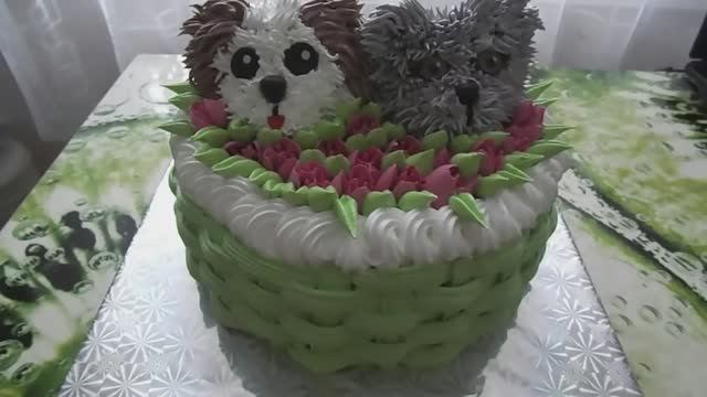 Торт КОРЗИНА с питомцами / Готовьте с любовью