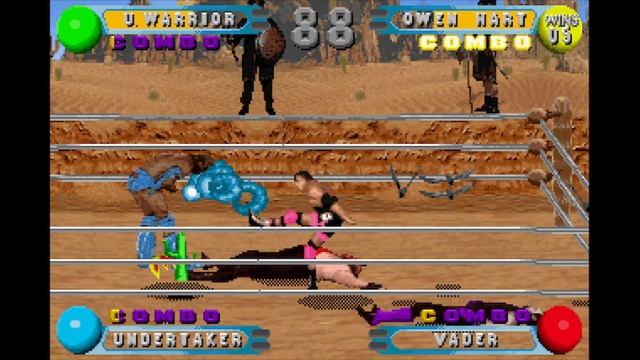 WWF In Your House PC MS-DOS Owen Hart playthrough for the World Heavyweight Title