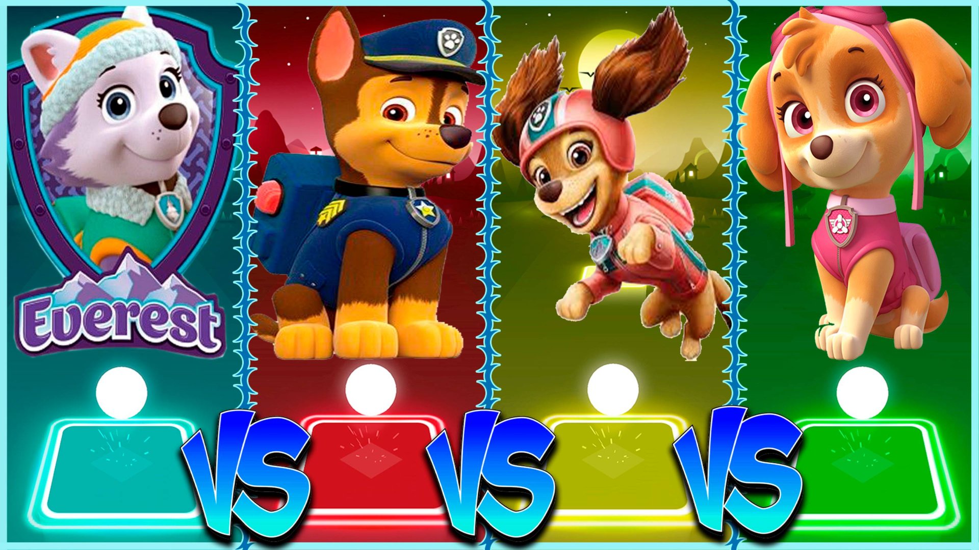 Щенячий патруль: Эверест VS Гончик VS Либерти VS Скай Coffin Dance в Tiles Hop lvl 11