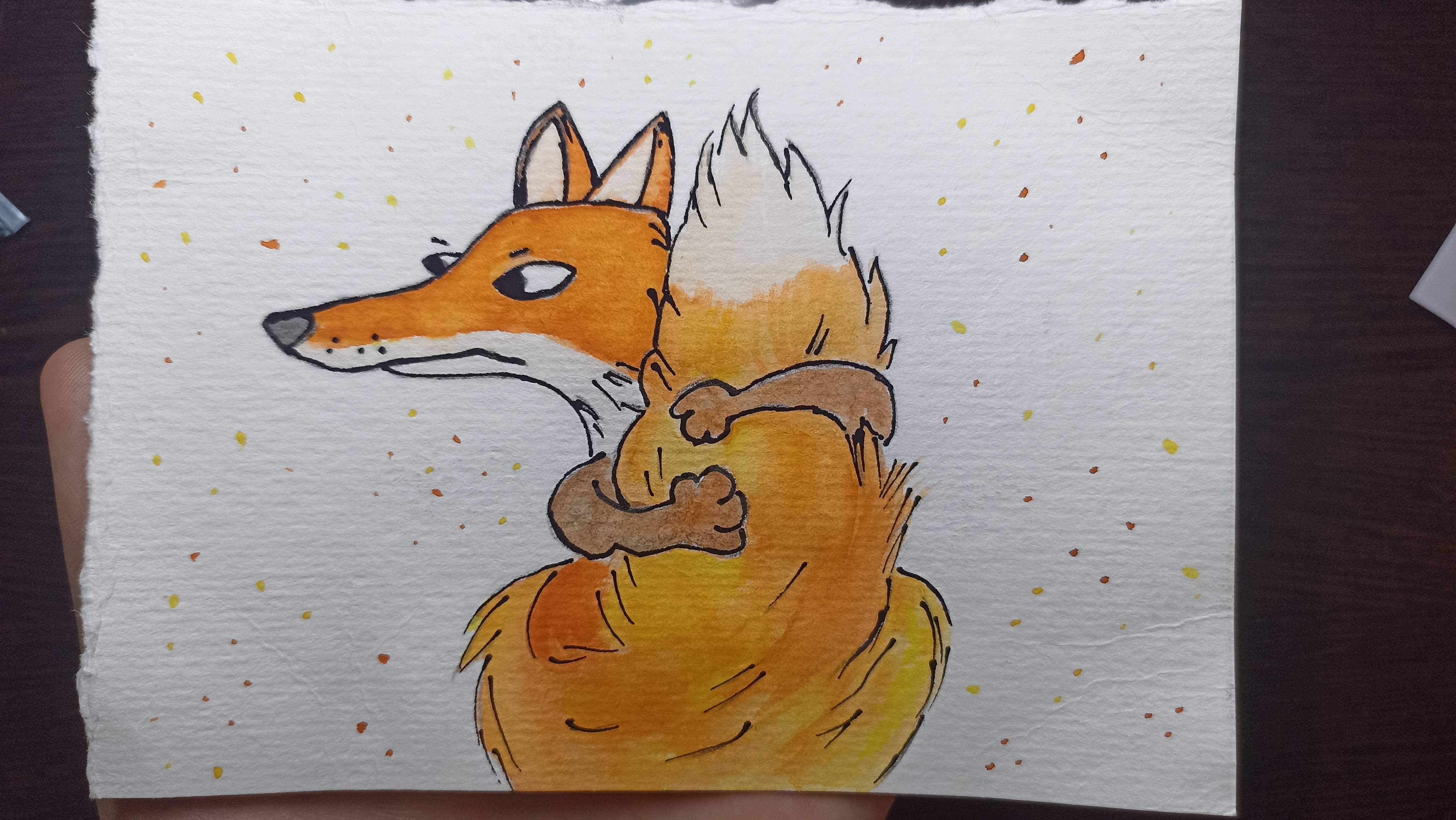 Рисунок акварелью / Лисица