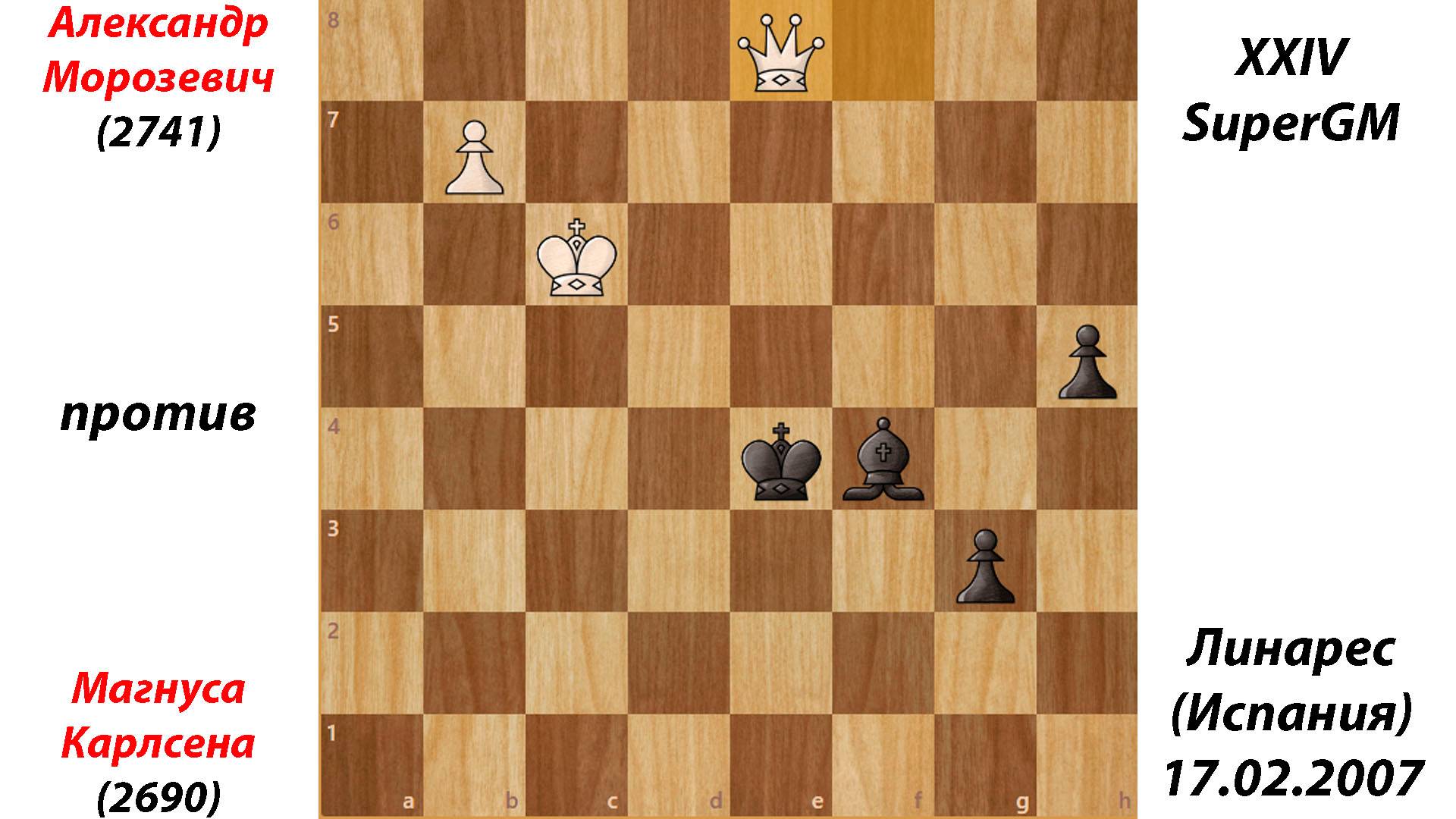 Александр Морозевич против Магнуса Карлсена. XXIV SuperGM Линарес (Испания), 17.02.2007.